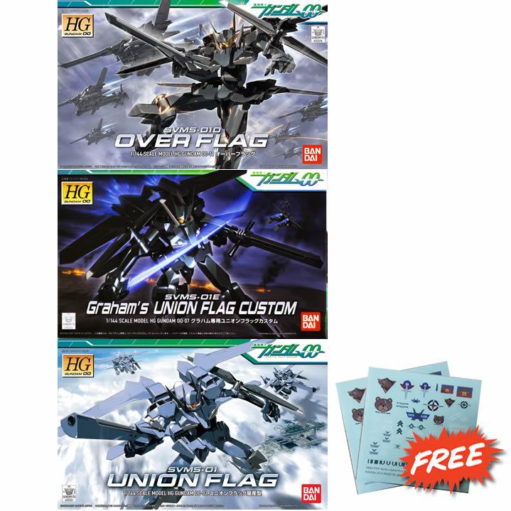 HG Gundam OO - Flag Series 3 in 1 Combo Set, Free 2 x Flag Stickers ...